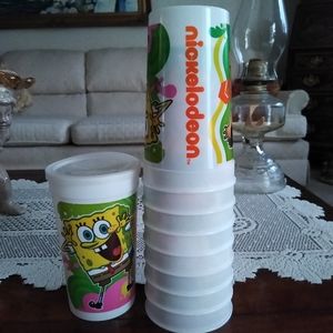 Nickelodeon | Other | Nickelodeon Plastic Cups With Lids | Poshmark